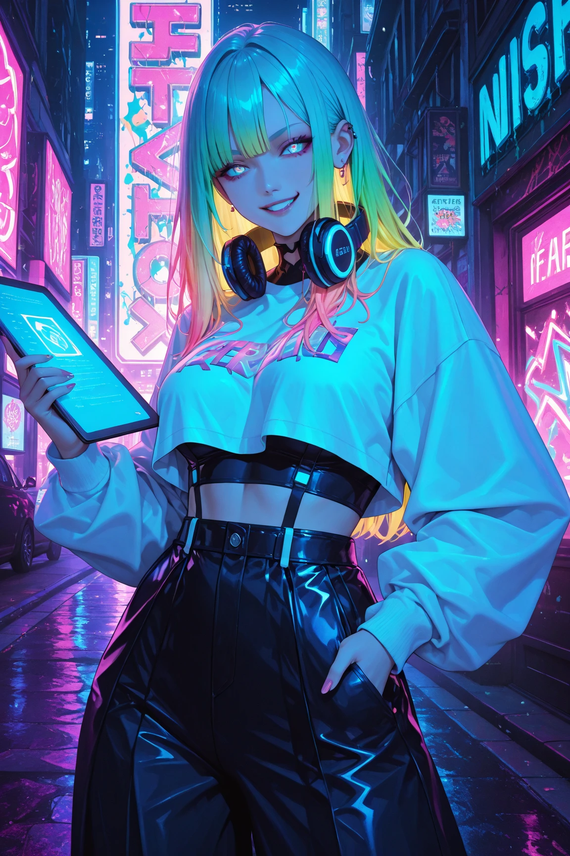 A vibrant, high-energy age girl with a trendy streetwear outfit - SeaArt AI