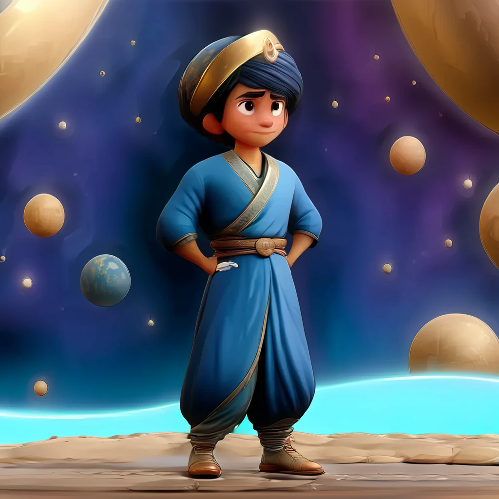 Cinematic full-body 3D render of Astrogildo standing with a gentle ...