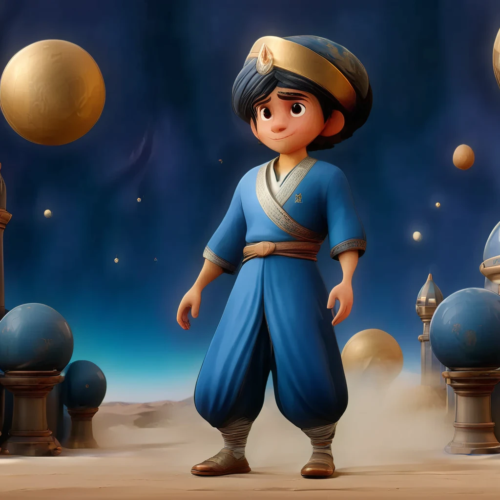 Cinematic full-body 3D render of Astrogildo standing with a gentle ...