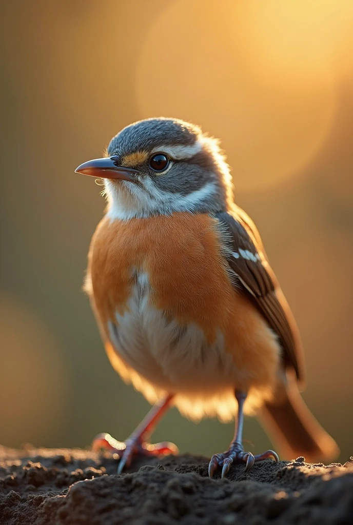 A mesmerizing close-up portrait of a gorgeous little bird illuminated ...