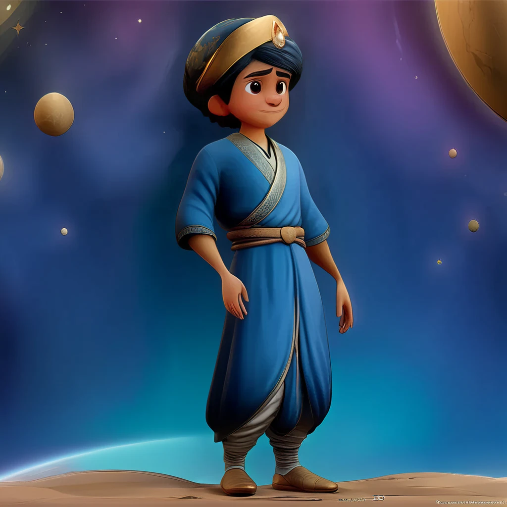 Cinematic full-body 3D render of Astrogildo standing with a gentle ...