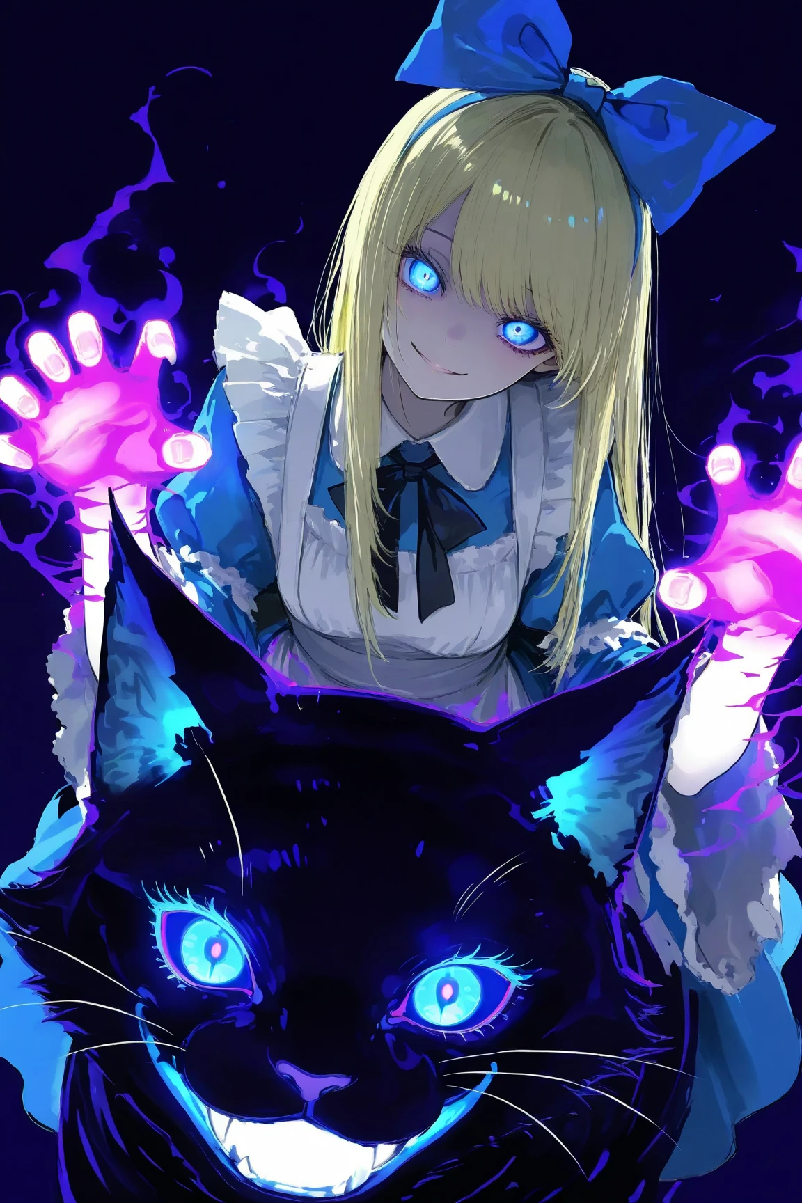 Dark fantasy,1girl,Alice, Alice in Wonderland,blonde hair,blue eyes ...