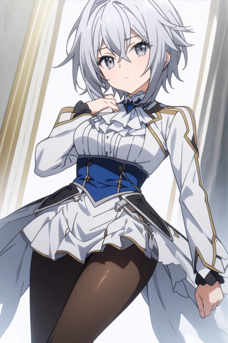 Lux_arcadia, grey hair, grey eyes, short hair, hair between eyes ...