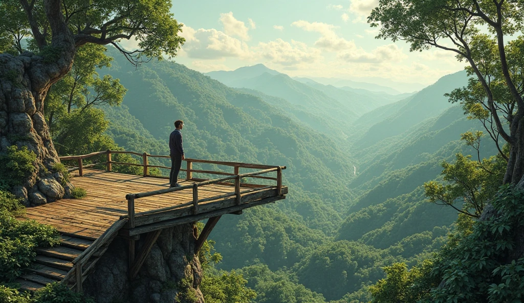 Forest lookout platform above the treetops - SeaArt AI