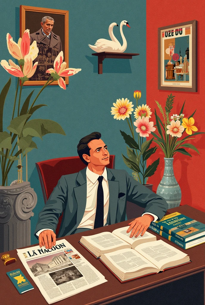 Suggested illustration: Rubén Darío on a desk with books of French ...