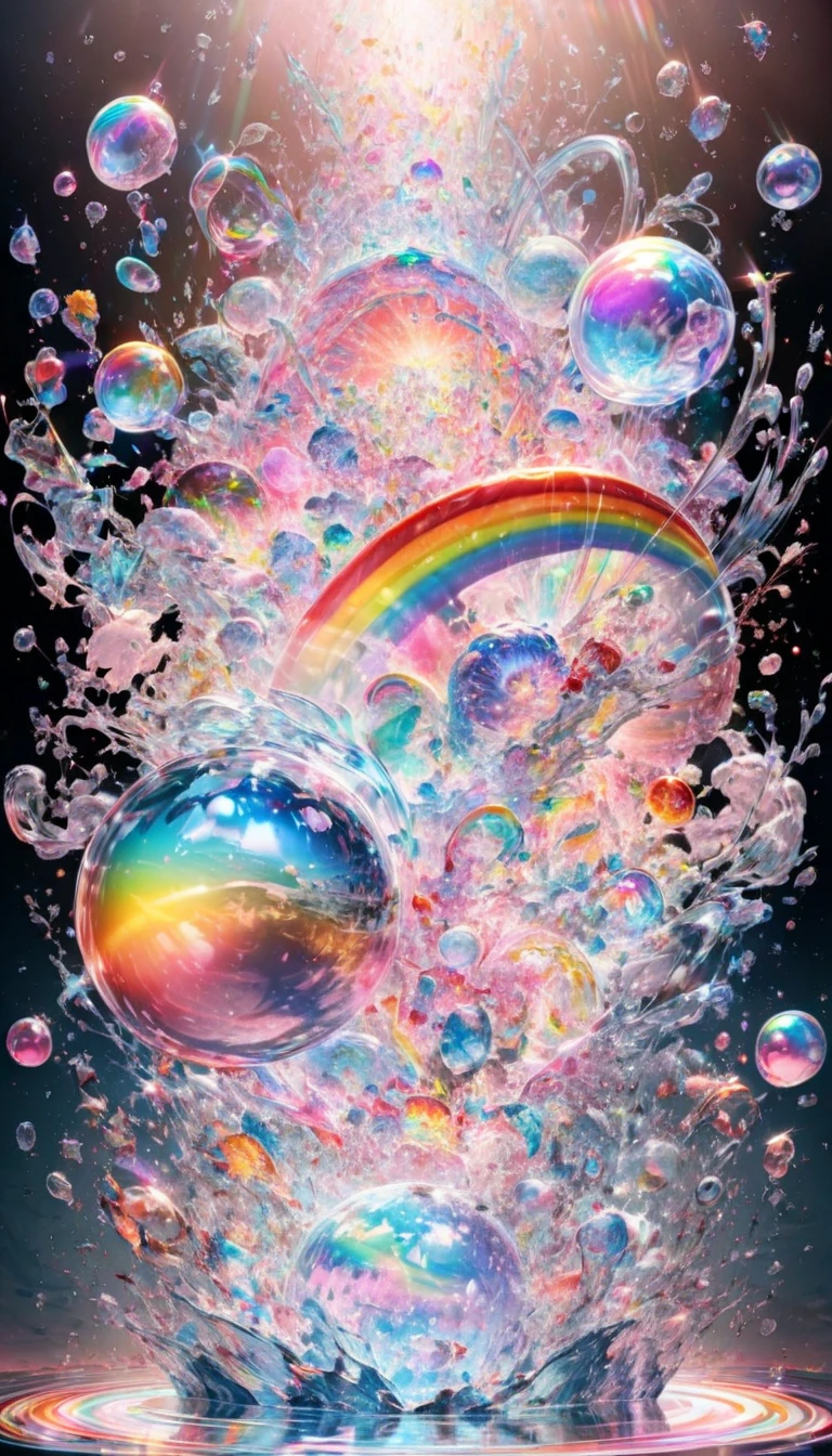 Shining in rainbow colors、Super detailed, 8k, Rainbow Glass, Iridescent ...