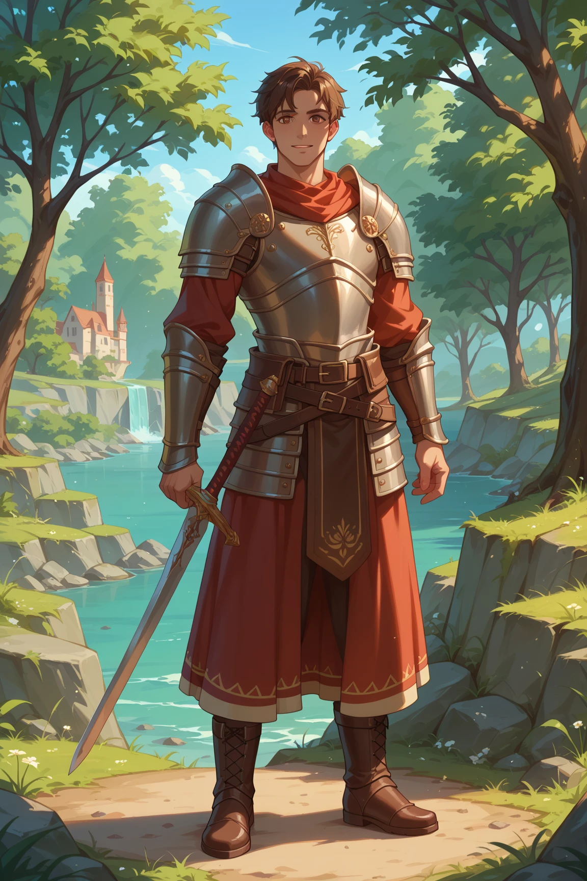 One person、Adventurer man、A beautiful man、Short brown hair、brown eyes ...