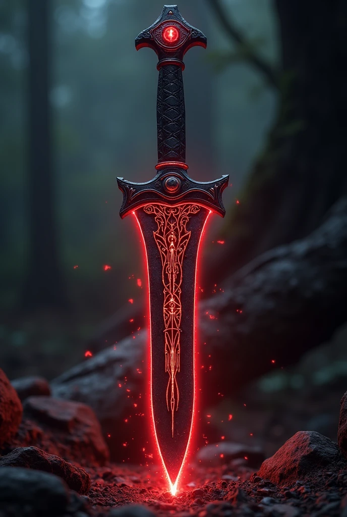 Legendary dagger with luminescent veining, glowing red energy pulsing ...
