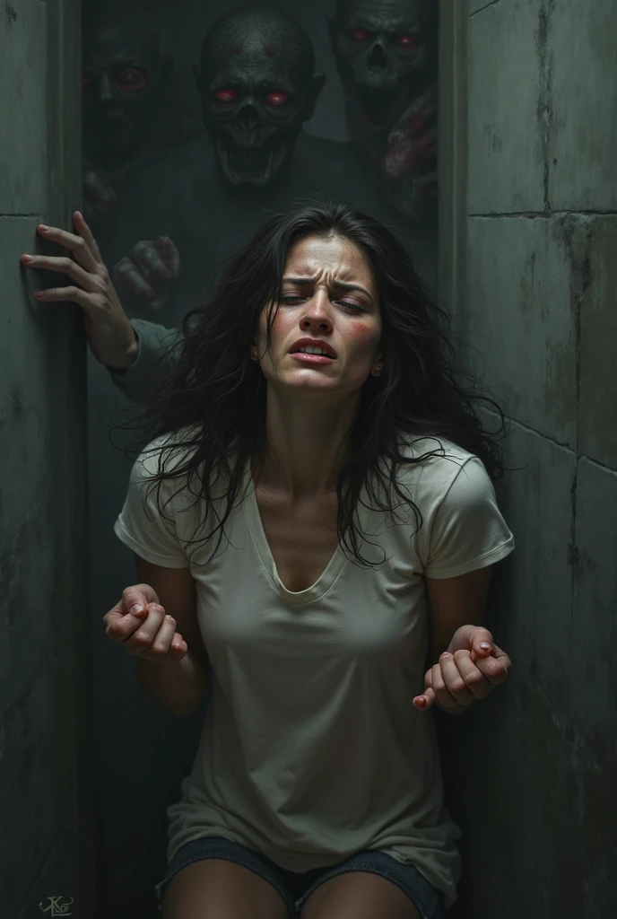 A woman's getting squeezed - SeaArt AI