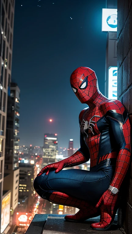 "Cinematic comic book-style action scene focusing on Spider-Man in his ...