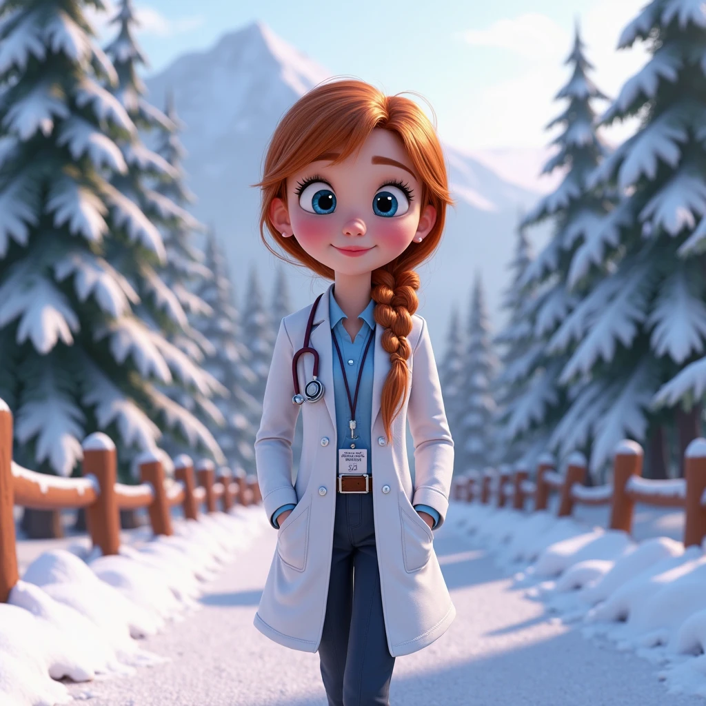 A 3D animated female character resembling Anna from a fantasy animation ...
