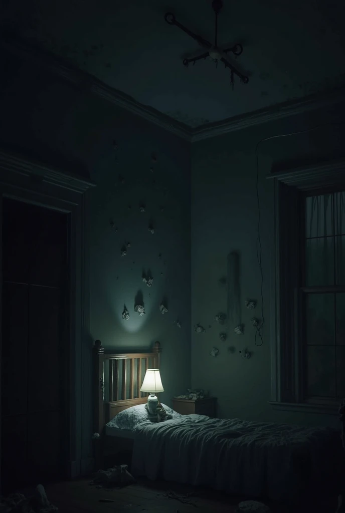 Midnight Whispers A dark, ominous room at night. The walls seem to be ...