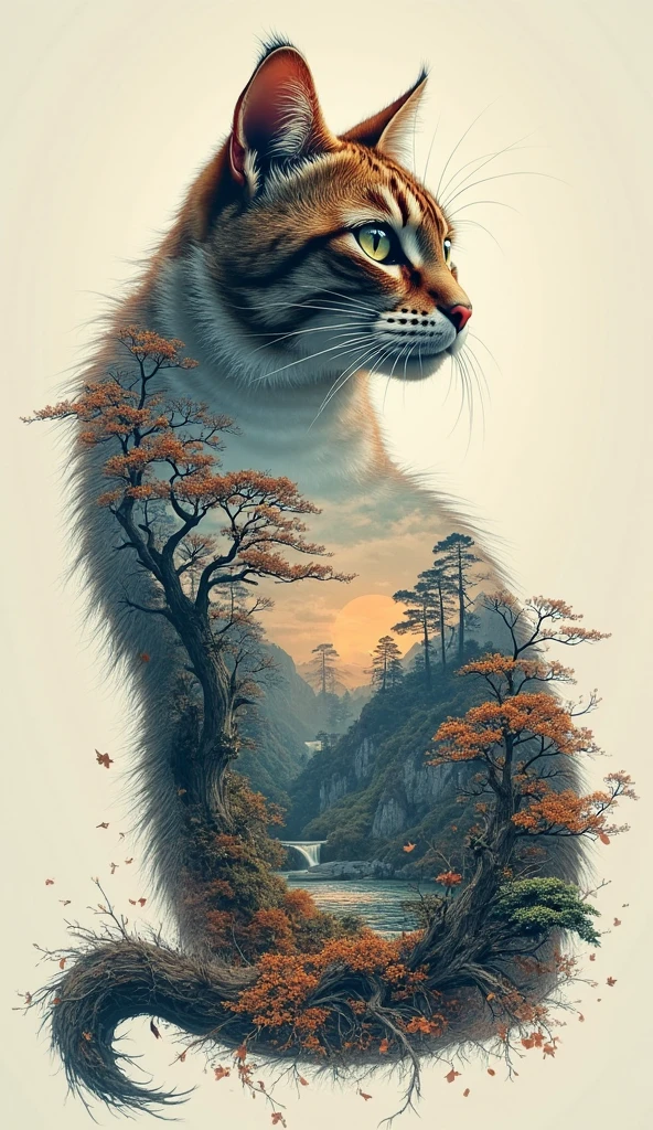 "Double exposed full body portrait of an insanely majestic Iriomote cat ...