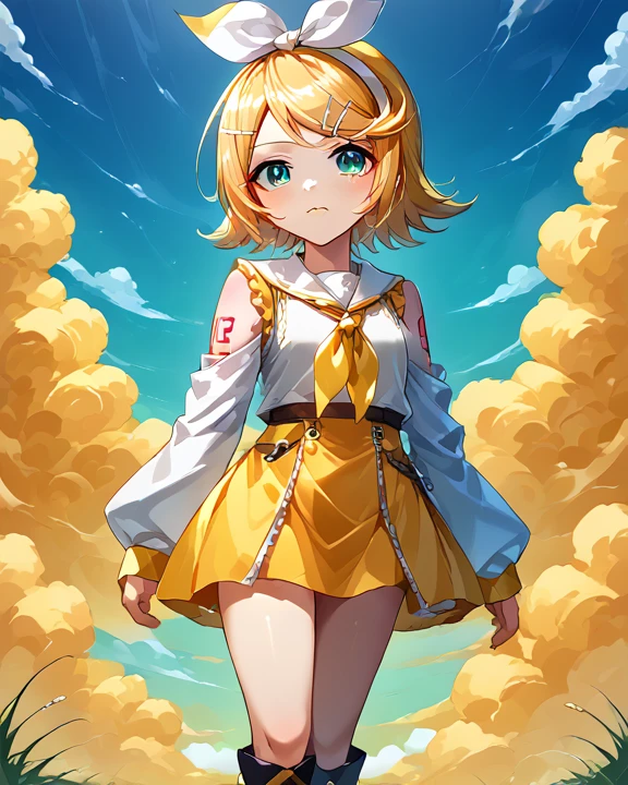 Kagamine Rin, yellow theme ,score_9, score_8_U po , source_anime ...