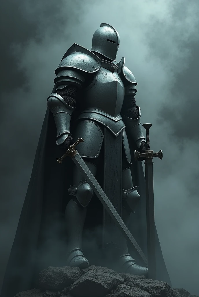 And {x} it is a statue of a knight wearing gray armor all over - SeaArt AI