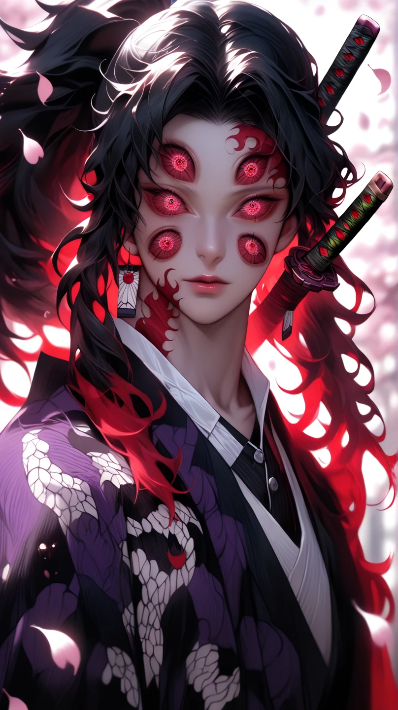 hyper-realistic, cinematic portrait of Kokushibo from Demon Slayer ...