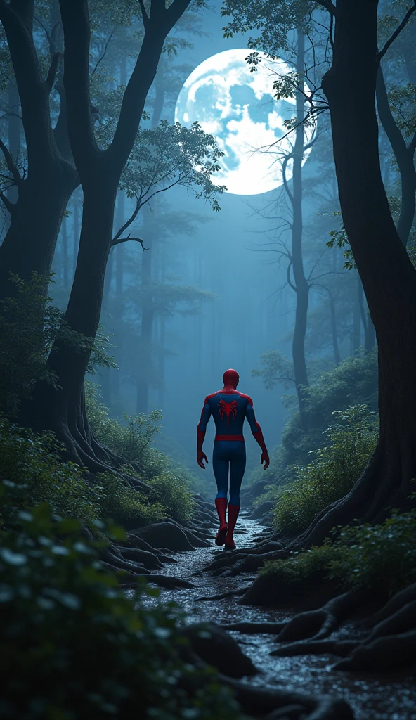 Ultra realistic mesmerizing 4k image of spiderman walking through a ...