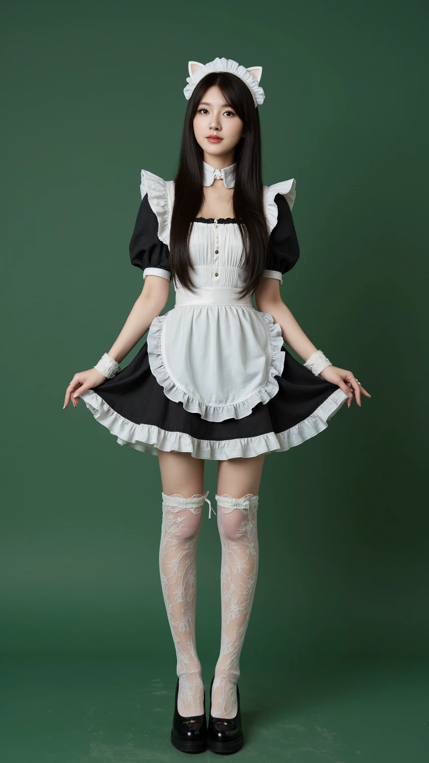 Realistic photography, full body, HD, maid, looking at the camera ...