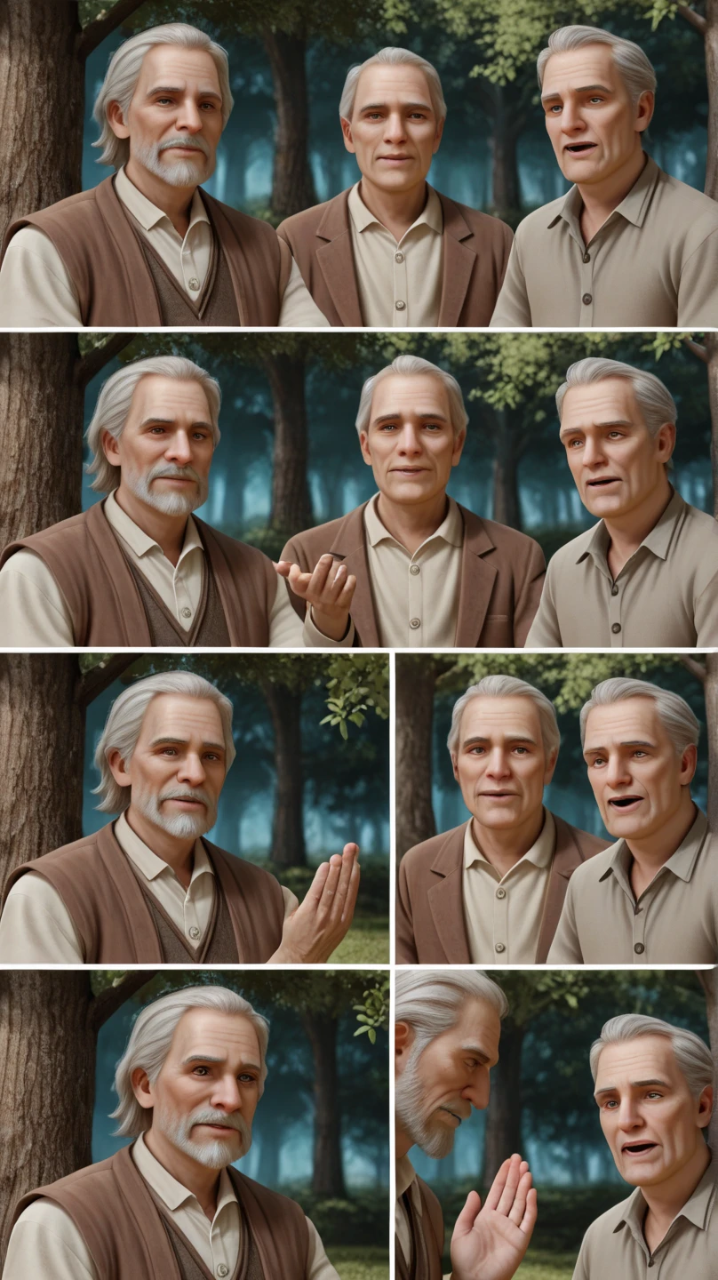 Scene 2: The Father’s Wisdom Prompt: An elderly man with gentle eyes ...