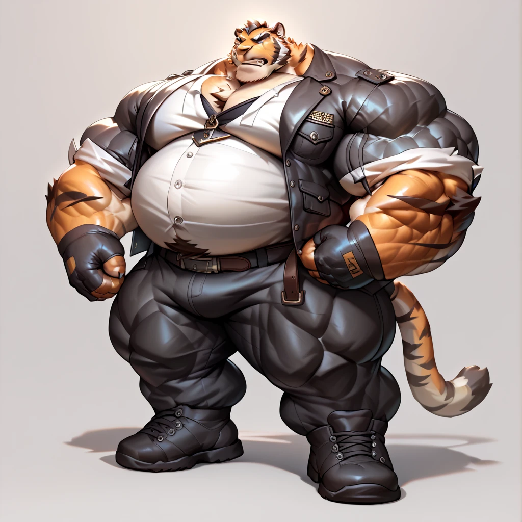 A tiger. big, giant, wide, tall musclegut body and big fat round belly ...