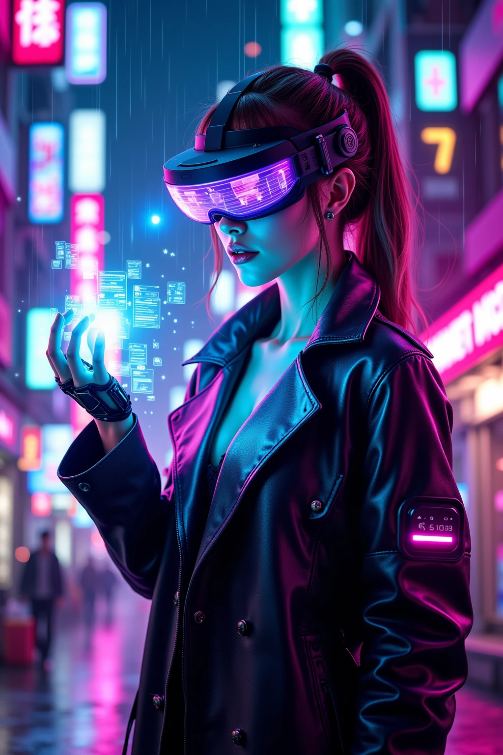 1girl,sexy,`cyberpunk style, female corporate headhunter with augmented ...