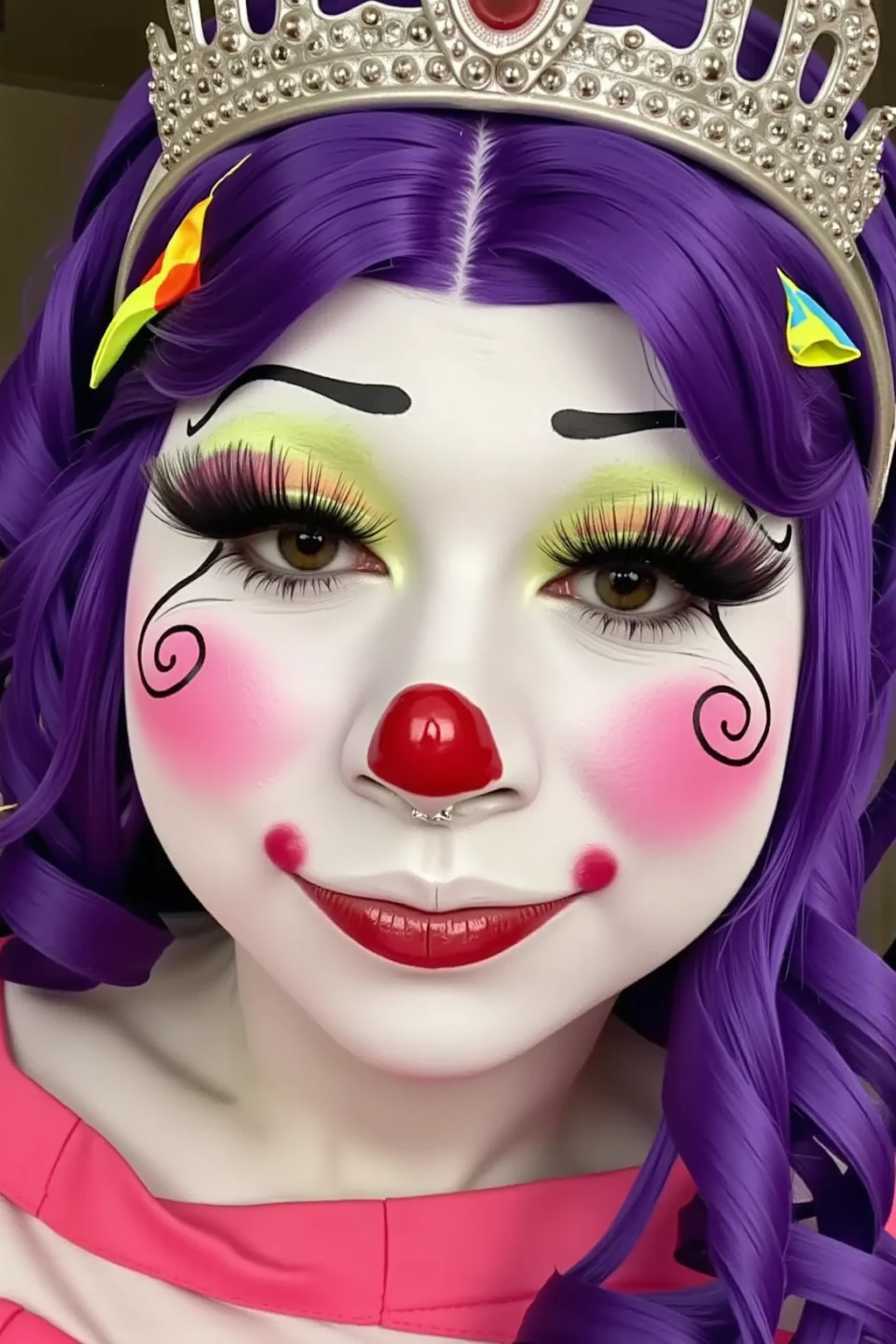 2 Gorgeous (pixi: 1.0) payasitas wearing a small red clown nose - SeaArt AI