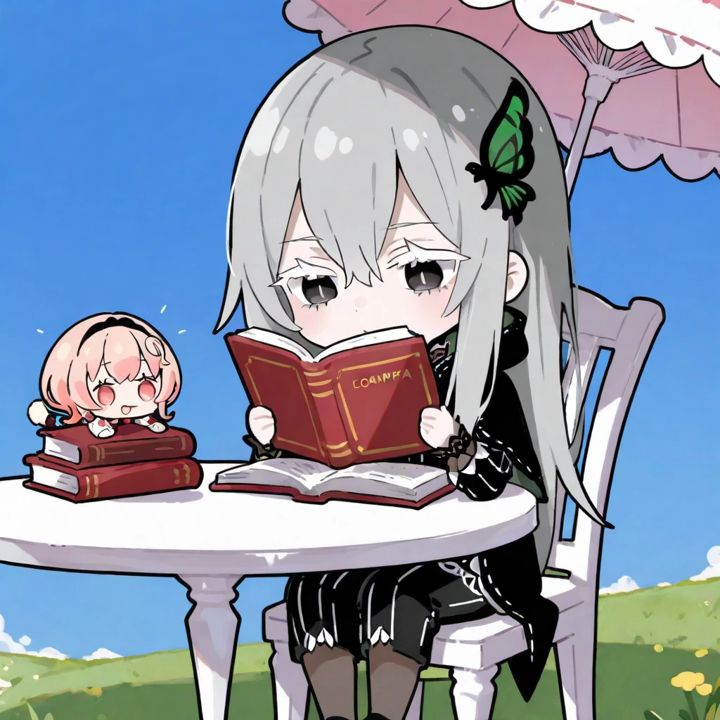 Re:Zero,Echidna,Full gray hair ,White eyelashes, black eyes,black ...