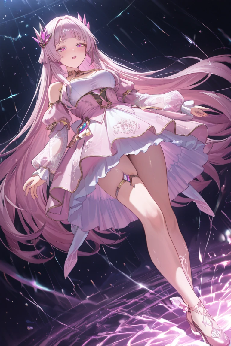 Dream has a pink purple princess cut、披shoulder长发，Temporal highlights ...