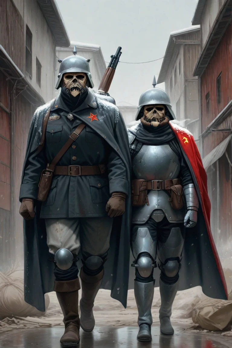 Make the tall character have a Soviet outfit - SeaArt AI