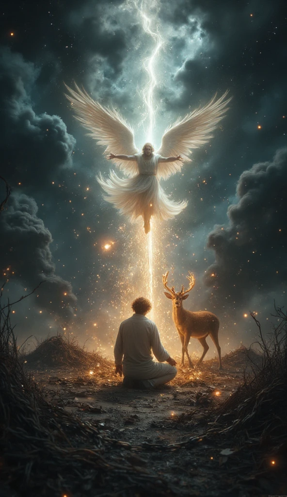 *"A dramatic and spiritual scene showing divine protection. In the ...