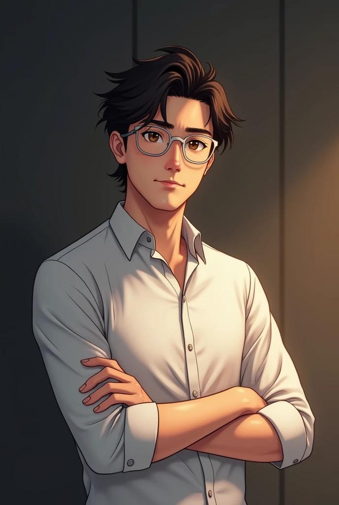 A fictional male character, has dark brown hair, hazel eyes and high ...