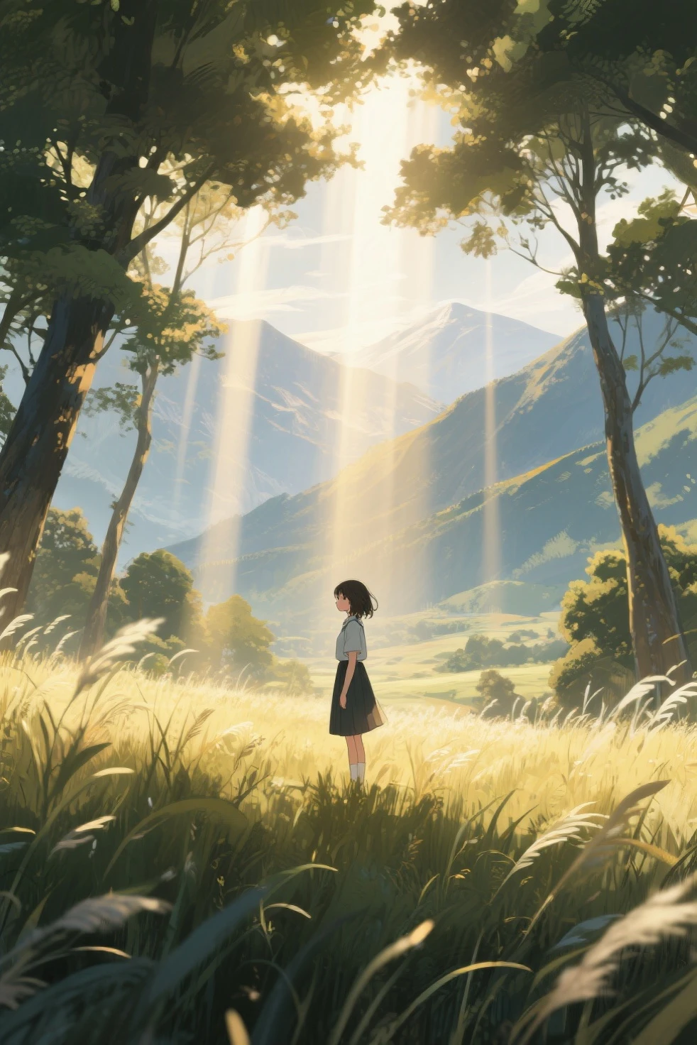 “Ilustrasi digital bergaya anime yang tersusun indah dari seorang gadis ...