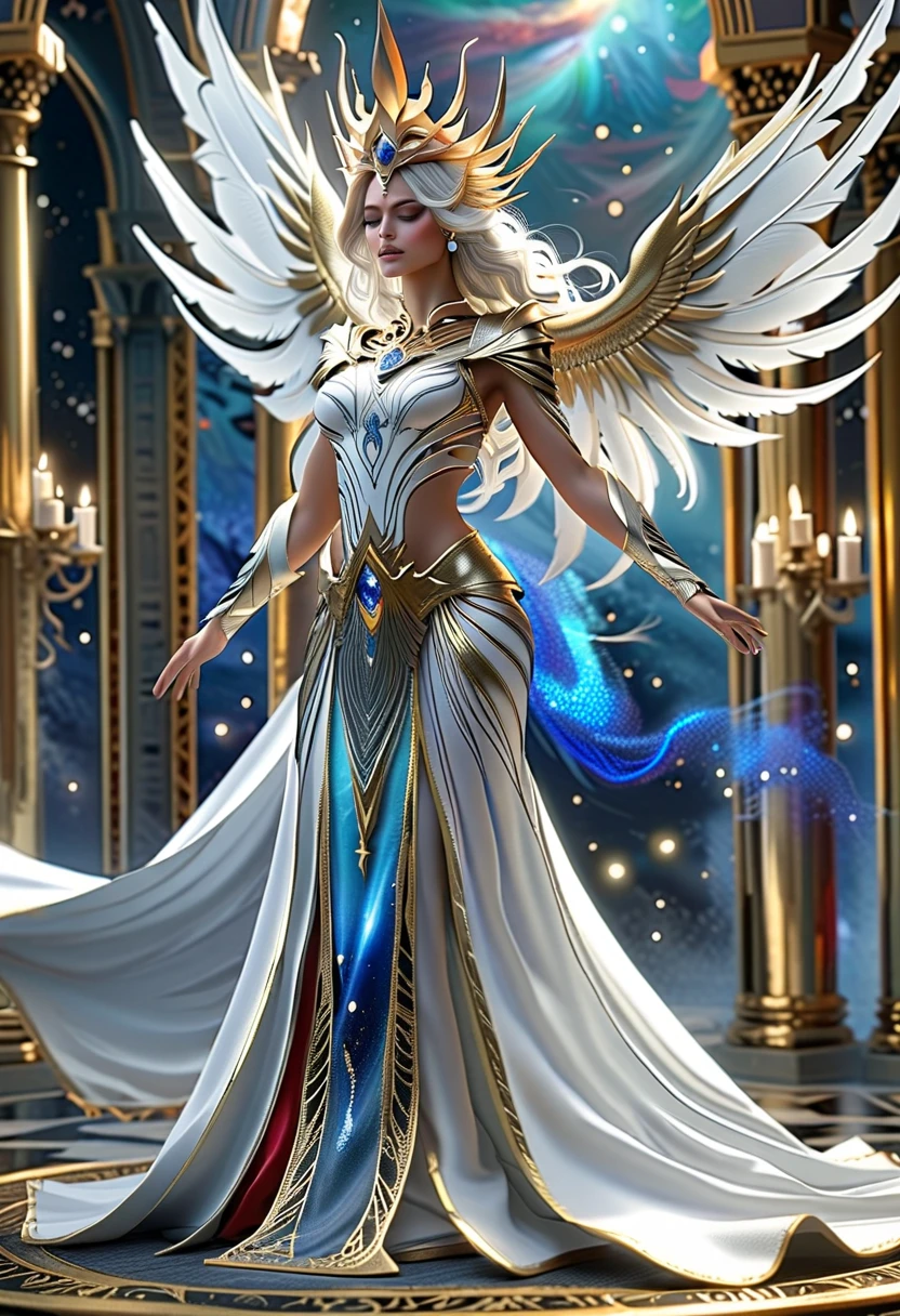 Ground shot angle of An alluring, luminescent goddess with a slender ...