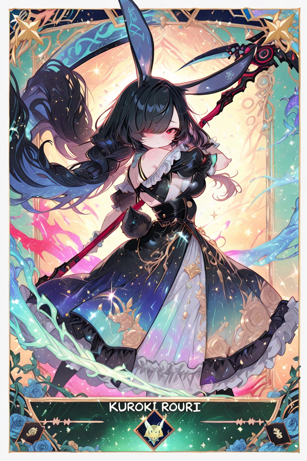 1girl, Kuroki Monika, lop-eared rabbit girl, black rabbit ears - SeaArt AI