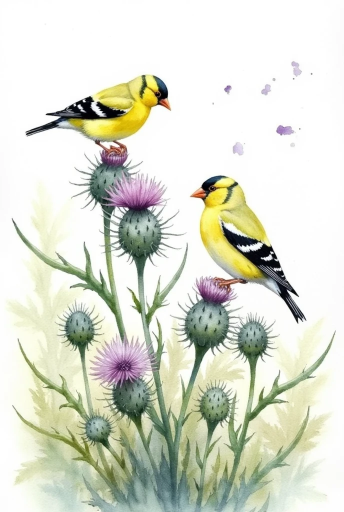 Amazing high quality professional watercolor painting of goldfinches on ...