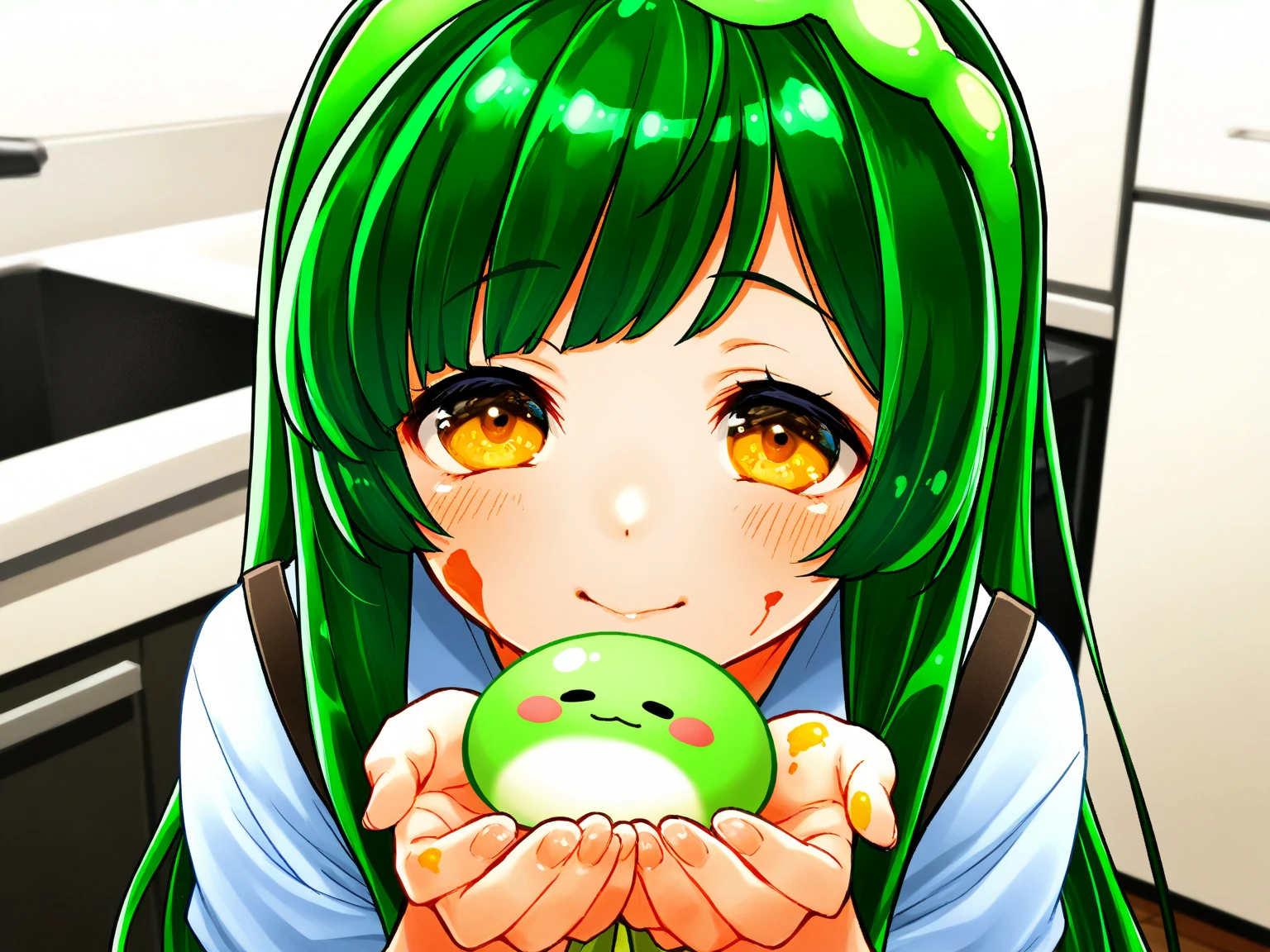 Zunko Tohoku、 round mochi you hold in your hand, paint、Small round ...
