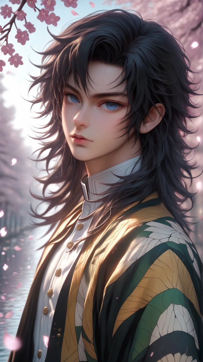 A hyper-realistic, cinematic portrait of Giyu Tomioka from Demon Slayer - SeaArt AI