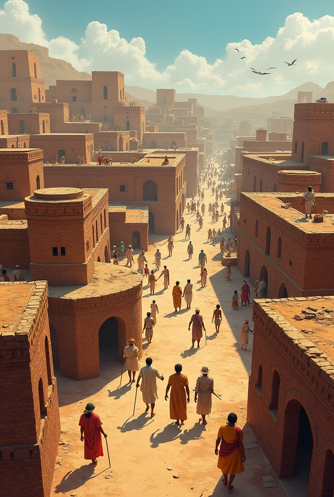 Artist's drawing of Mohenjo-Daro daily life - SeaArt AI