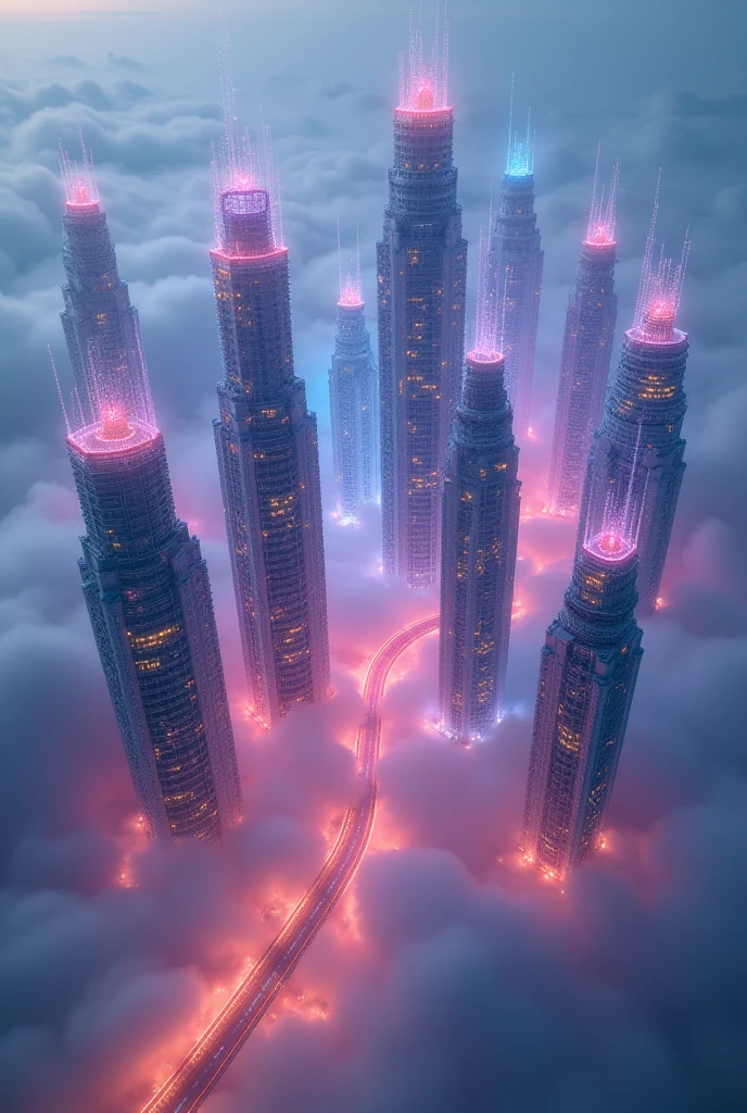 A surreal dream city where entire skyscrapers are physically built from ...