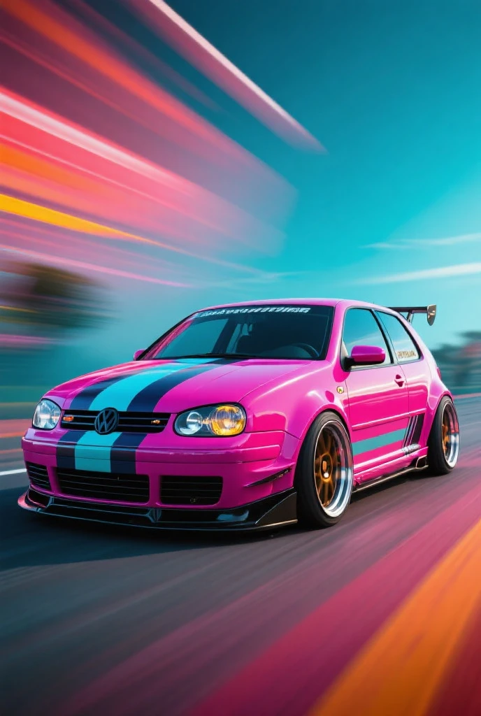 A golf 4 with any colour you think suits it and roms and tune - SeaArt AI