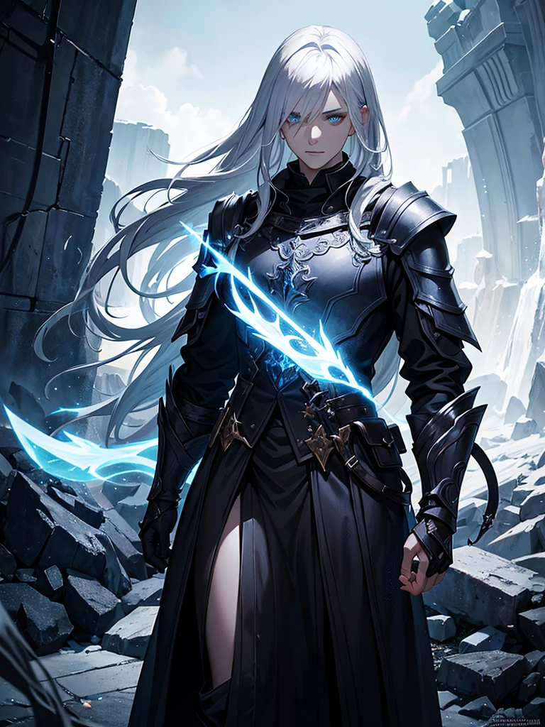 Fantasy male dark summoner, 2 beautifull girls wearing fantasy clothes ...