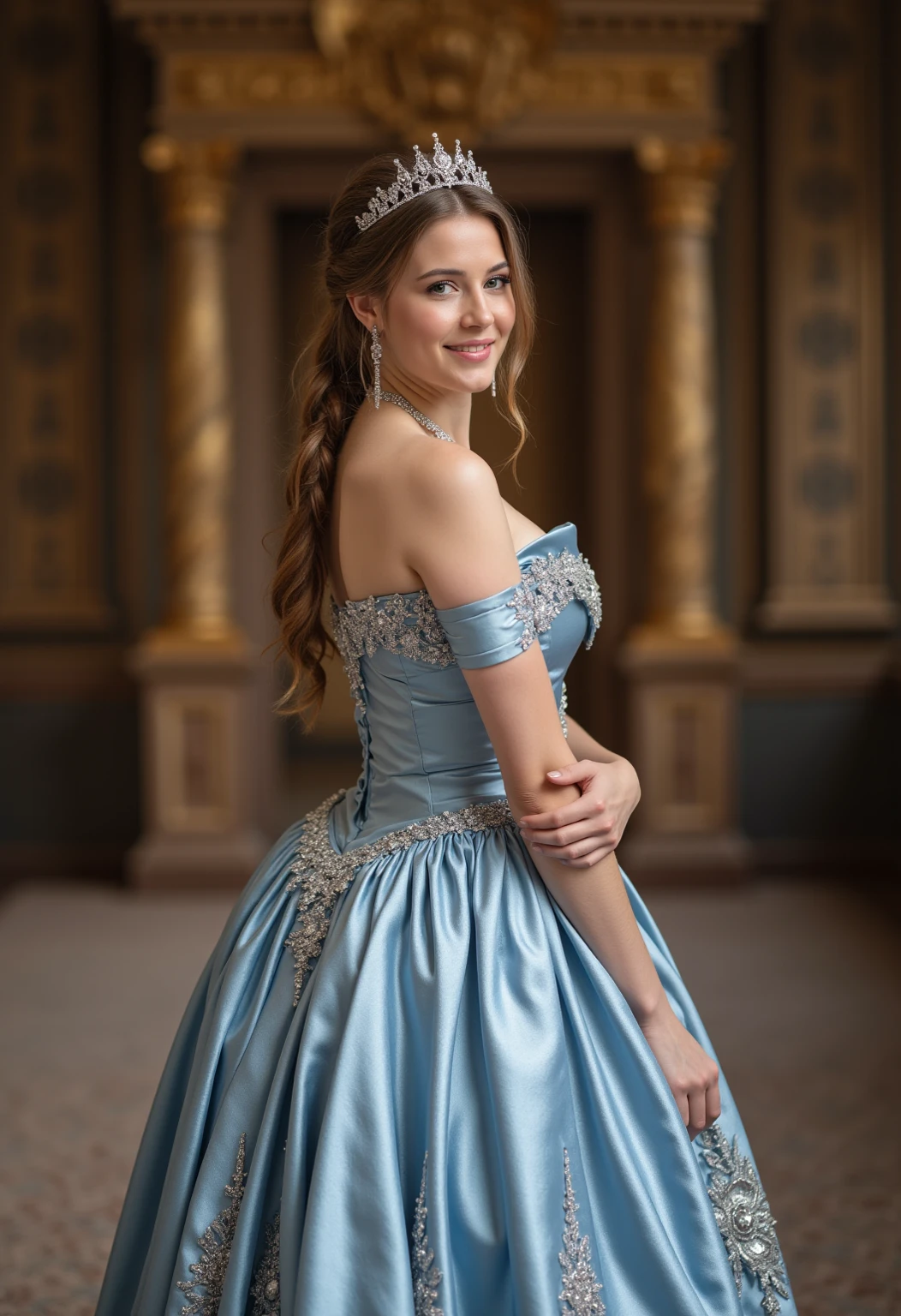 Realistic full body shot of a 24-year-old young German princess with ...
