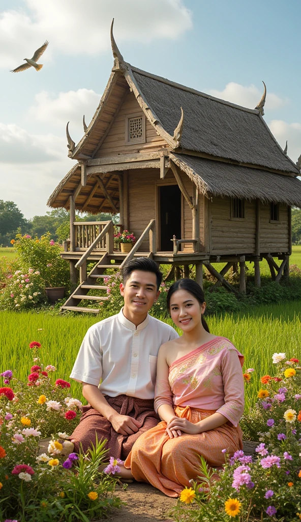 Create a highly detailed and realistic painting of a traditional Thai ...