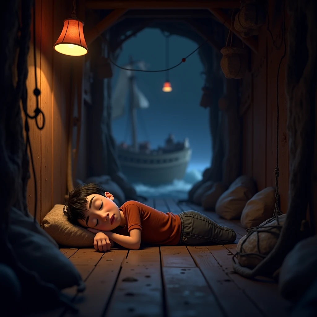 Disney-style scene/Pixar showing Jonas, the same previously created ...