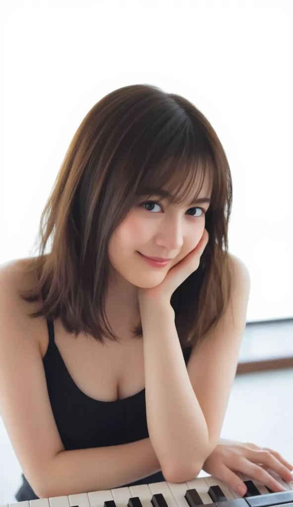 With a piano, medium shot, dutch angle shot, absurdres, hyper detailed - SeaArt AI