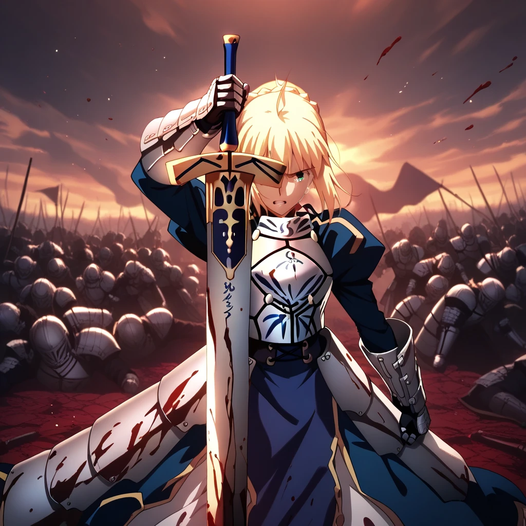 Saber (Artoria Pendragon) from Fate series, heavy armor, long blonde ...