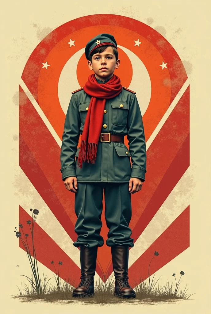 Logo with a Soviet age pioneer. Give the guy a Slavic face with ...