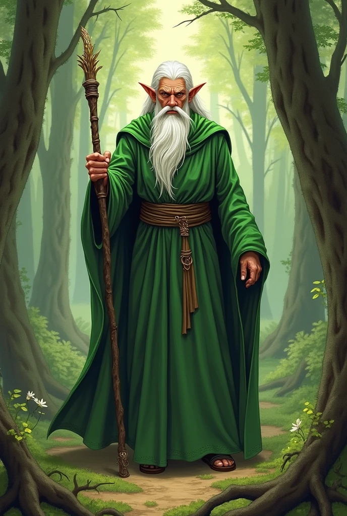 Front view full body token male elf, elf Wizard in a stealth stance ...