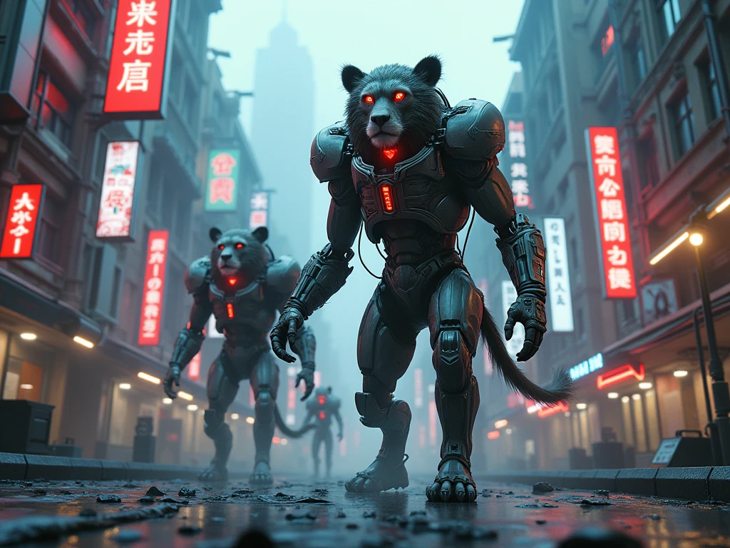 A dystopian world, of a cybernetic future, dominated by humanized ...