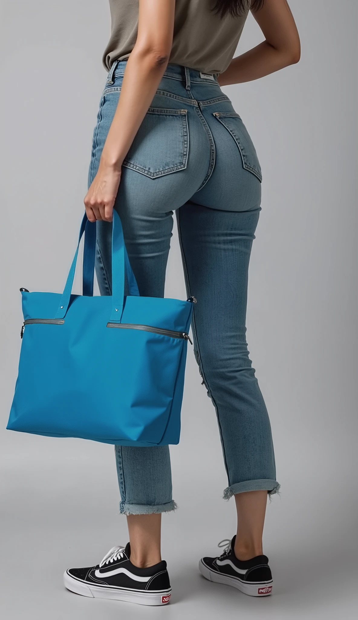 Close-up of a skinny woman standing in a back diagonal position - SeaArt AI